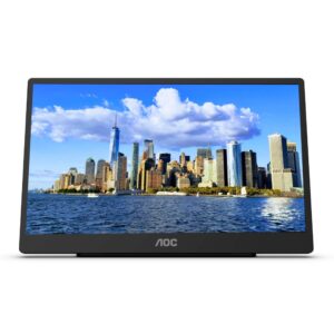 aoc 16t2 15.6-inch full hd touchscreen ips usb-c & micro hdmi portable display, black/silver (renewed)