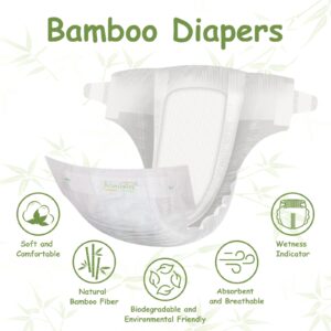 Aimisin Viscose from Bamboo Disposable Baby Diapers, Size 3 (19-30 Lbs) - 90 Count, Hypoallergenic for Sensitive Skin, Natural Soft Disposable Nappies for Infant