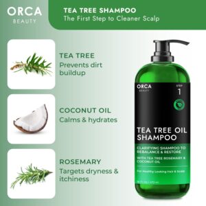 Tea Tree Oil Shampoo and Conditioner Set for Oily Hair, Dry Scalp & Dandruff - 2x16oz for Men & Women