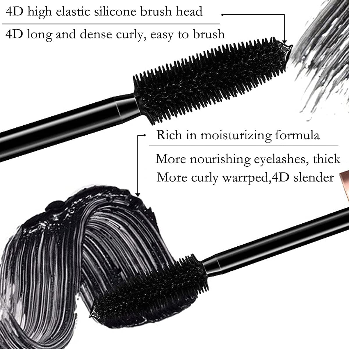 Venicare 4D Silk Fiber Lash Mascara Liquid Extension Makeup Eye Lash Kit Luxuriously Longer Thicker Voluminous Eyelashes Waterproof Smudge-proof Natural No Clumping Smudging Lasting All Day 3 Pack