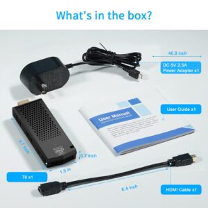 OUVISLITE [Lightweight] Fanless Mini PC Stick - Equip with Atom X5-Z8350 (8GB DDR3L, 128GB eMMC) with Win 10 Pro, Small Form Portable Computer Stick Supports 128GB TF Card, Bluetooth 4.2 and Wi-Fi