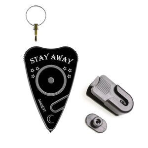 stinger stay away personal safety alarm car emergency escape tool, safety panic alarm siren, glass breaker, seatbelt cutter, security device for women men kid (black stay-away)