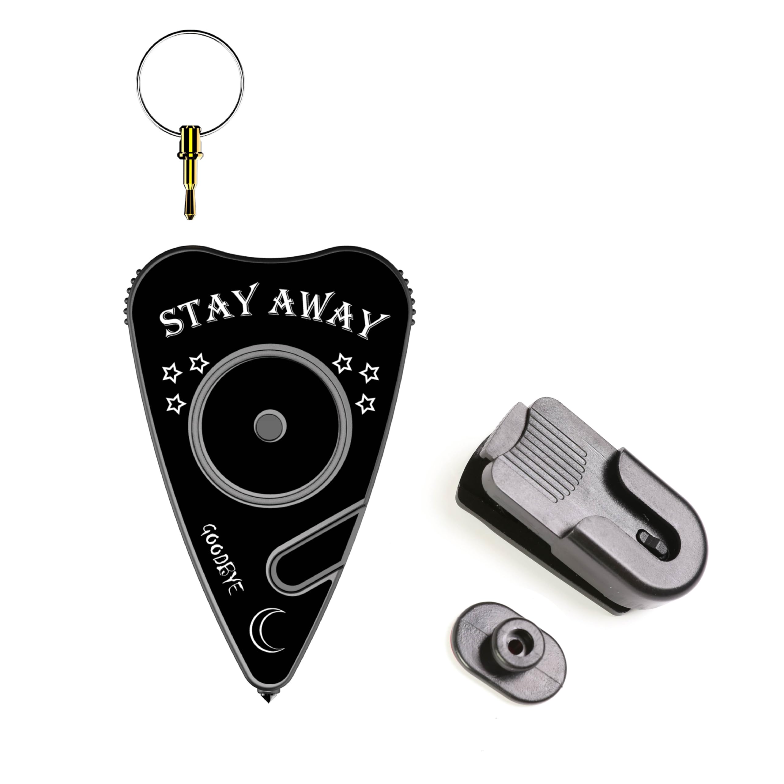 STINGER Stay Away Personal Safety Alarm Car Emergency Escape Tool, Safety Panic Alarm Siren, Glass Breaker, Seatbelt Cutter, Security Device for Women Men Kid (Black Stay-Away)