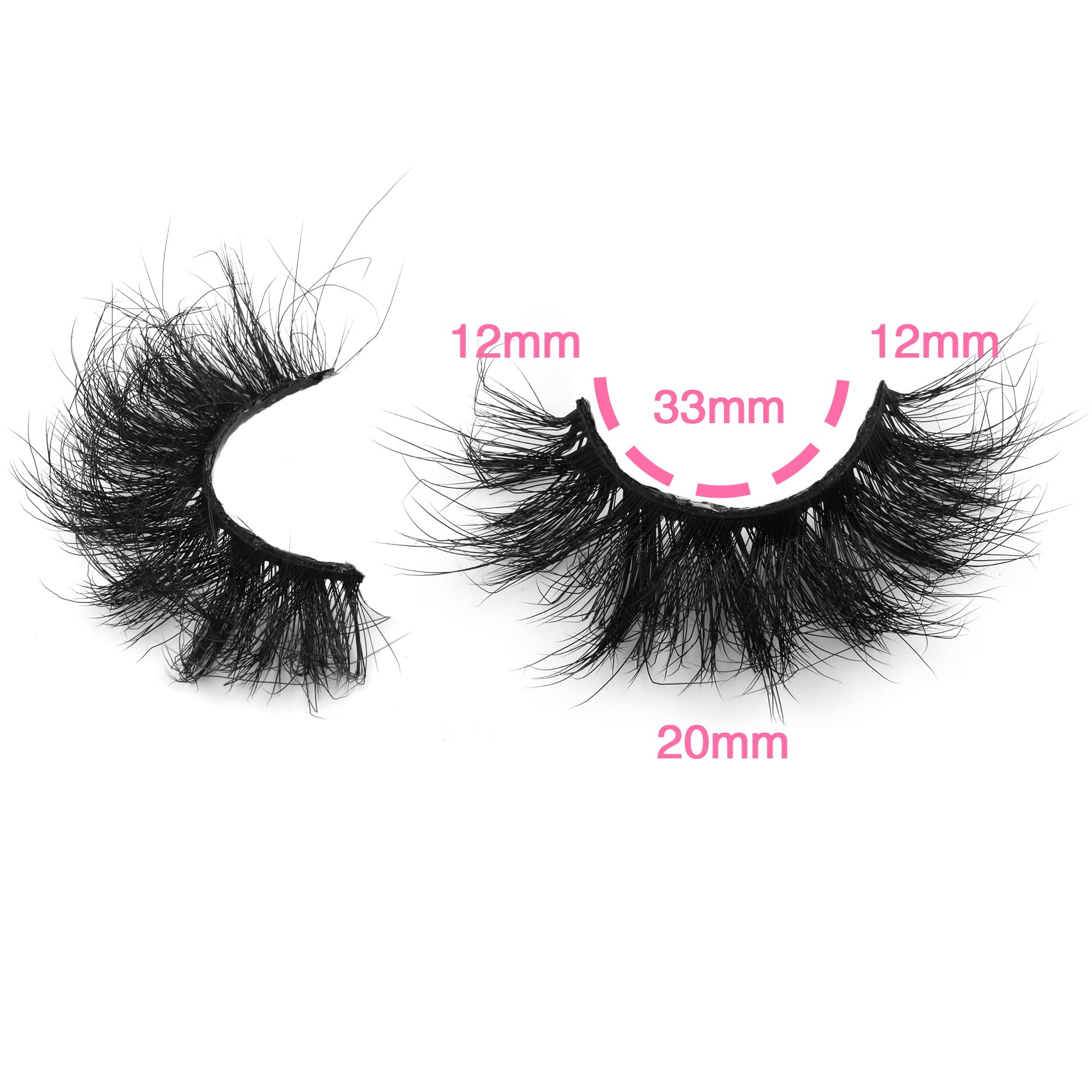 wiwoseo False Eyelashes Dramatic Fluffy 3D Effect Faux Mink Lashes Pack 20MM Long Crossing Fake Eyelashes 10 Pairs