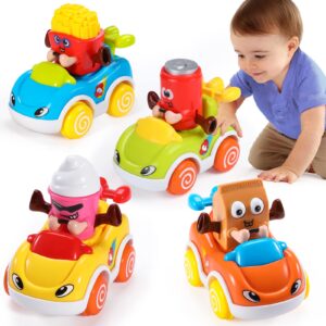 hinzer toy cars for 1 2 3 year old boy 4 pack friction powered cars baby toy 12-18 months car toys for toddlers 1-3 cartoon baby car toys for 1 year old boy girl for 1 2 3 year old boys