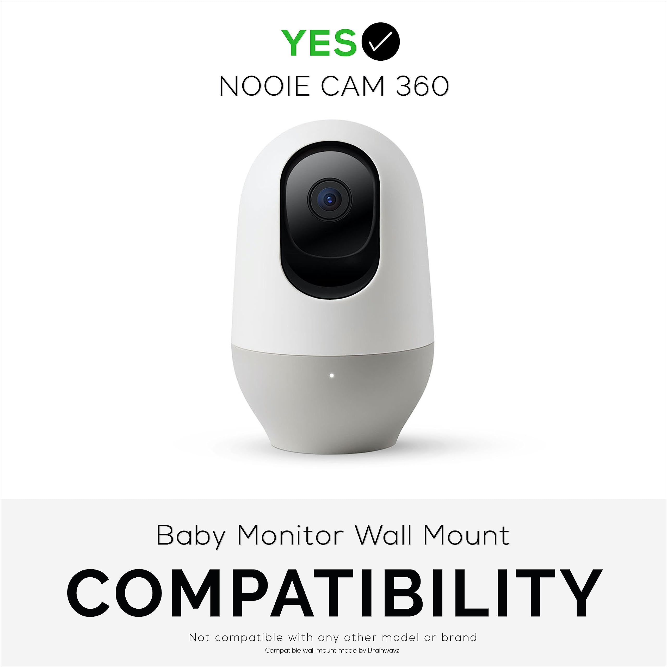 Adhesive Wall Mount for Nooie Cam 360 Baby Monitor Camera Shelf Holder, Easy to Install, No Tools Needed, No Mess, No Drilling, Strong Mount, White by Brainwavz