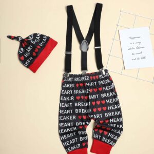 WIQI My First Valentine's Day Outfit Infant Baby Boy Spring Clothes Long Sleeve Romper and Love Heart Pants For 9-12 Months Baby Boys