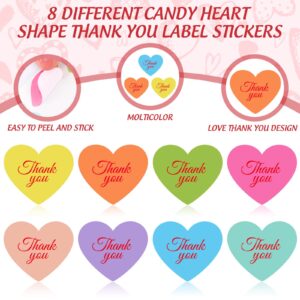 500 Pcs Valentine's Day Heart Shaped Thank You Envelope Seal Stickers Colorful Candy Thank You Label Stickers Roll Self Adhesive Valentine Label Stickers for Greeting Cards Wedding Anniversary Party