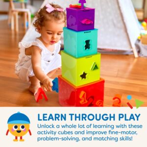 Battat – Sorting & Stacking Boxes – Nesting Toddler Play Cubes – Color-Coded Dexterity Keys – Numbers, Letters & Shapes – 2 Years + – Lock & Learn Activity Cubes