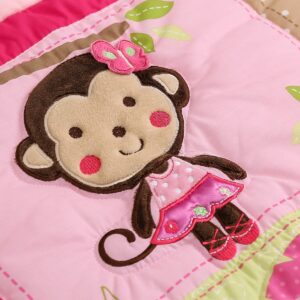 7 PCs Pink Safari Baby Girl Nursery Crib Bedding Set, 28 X 52, (PSS7001)