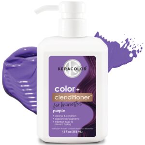 keracolor clenditioner for brunettes purple dye, semi permanent hair color depositing conditioner, cruelty-free, 12 fl oz (pack of 1)