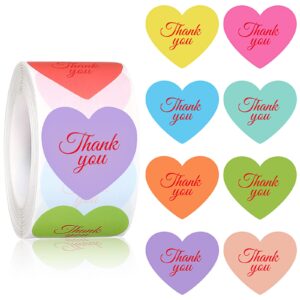 500 pcs valentine's day heart shaped thank you envelope seal stickers colorful candy thank you label stickers roll self adhesive valentine label stickers for greeting cards wedding anniversary party