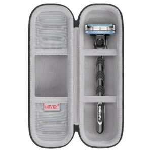 BOVKE Travel Case Compatible with Gillette Mach3 / Mach3 Sensitive / Mach3 Shield / Fusion5/ Fusion5 ProGlide Power and More Razors for Men, Black