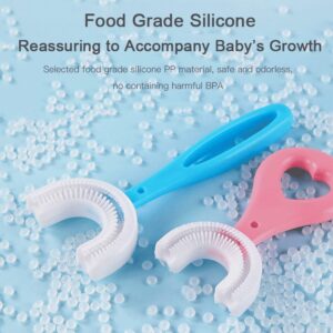 Kids U-Shaped Toothbrush 4Pcs, Children Manual Toothbrush, Food Grade Soft Silicone Brush Head, Baby Portable Silicone Whitening Massage Toothbrush, 360° Oral Cleaning Tools for Children (Aged 2-6)