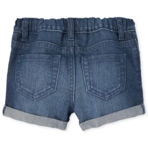 The Children's Place Baby Toddler Girls Denim Shortie Shorts, Leighton Wash, 12-18 Months