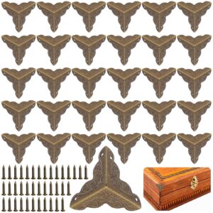 40pcs box corner protector, antique bronze corner decorative, metal edge guard cover for desk jewelry case box gifts,1x1x1in(017)