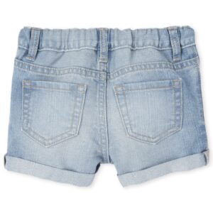 The Children's Place Baby Toddler Girls Denim Shortie Shorts, Leighton Wash, 12-18 Months