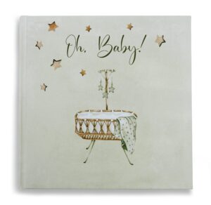 chamich baby shop chamich oh baby memory book, boho style baby photo album, gender neutral gift for baby, baby photo journal, beige, 9 inches x 9 inches