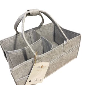 Maa and Bebe Diaper Caddy Organizer – portable storage basket – diaper holder made with handles – easy to carry (Grey)