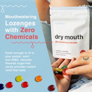 High&Dry - Dry Mouth Lozenges, Helps Stimulate Salivary Flow, Targets Dry Mouth Issues Like Bad Breath, Supports Healthy Gums and Throat, Gluten-and-Sugar-Free Candies, Oral Care Package, 47g