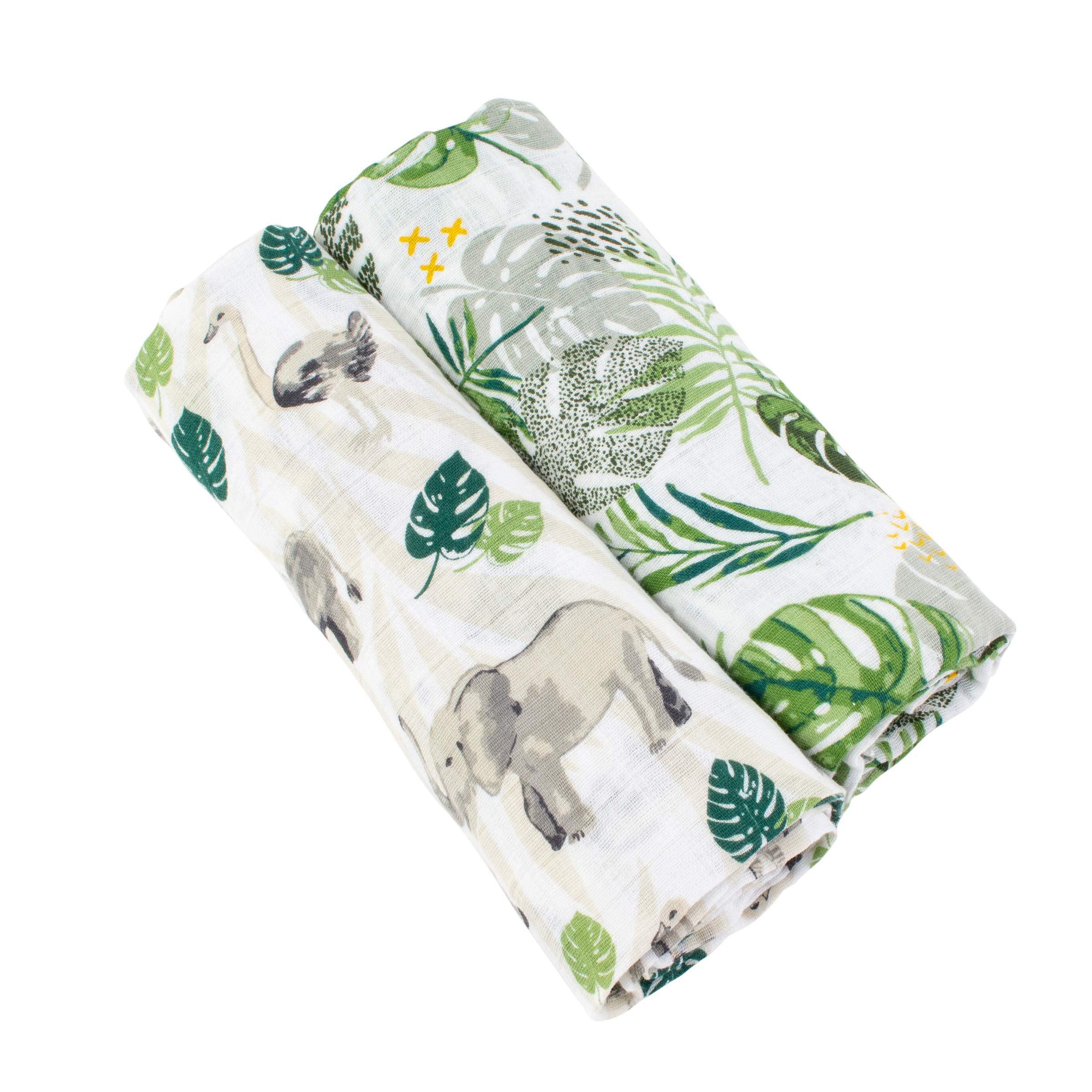 Swaddle Blanket, Boutique Muslin Blankets for Girls & Boys, Baby Receiving Swaddles, Ideal Newborn & Infant Swaddling Set, Perfect Shower Gifts, 2 Pack (Dino Roar + Upscale)