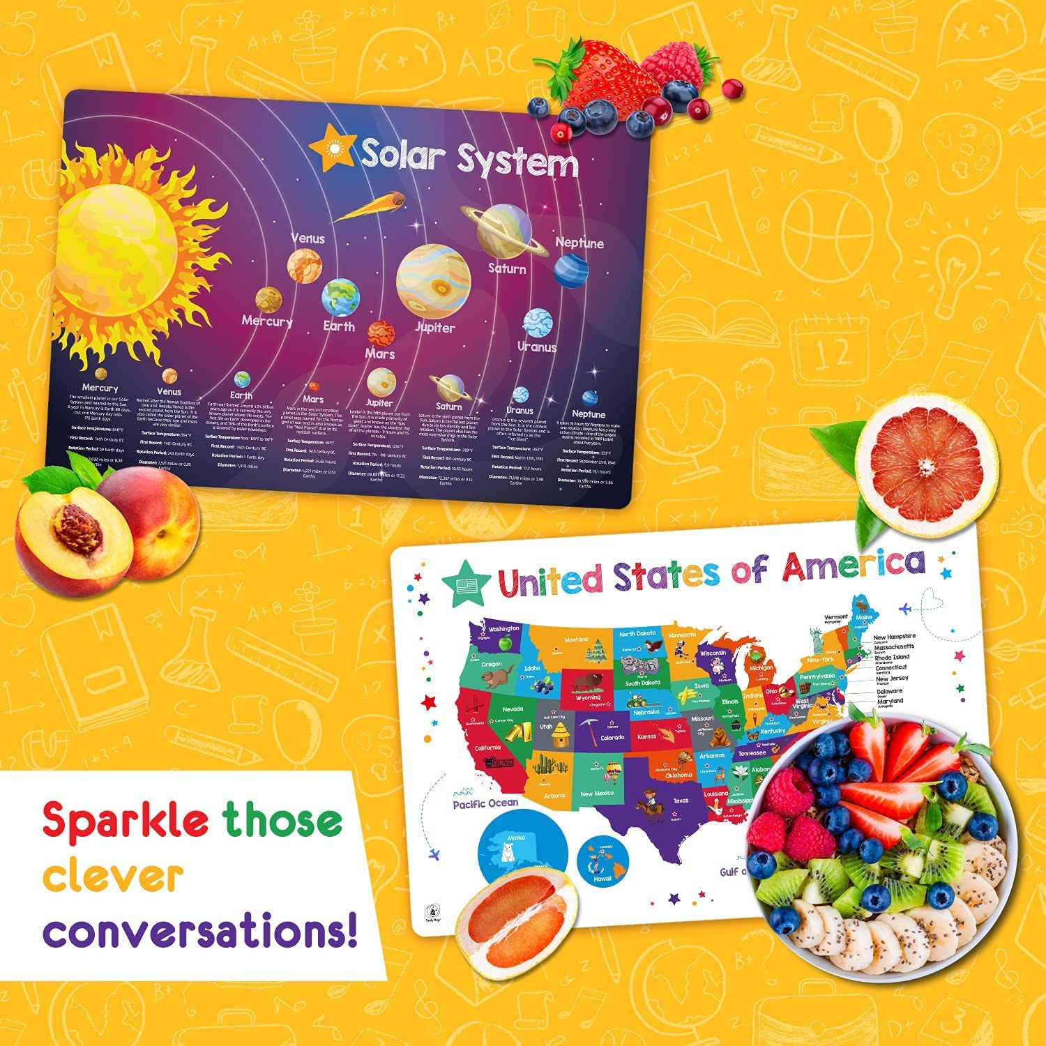 10 Kids Placemats: 2 Packs of 5 Simply Magic Placemats for Kids