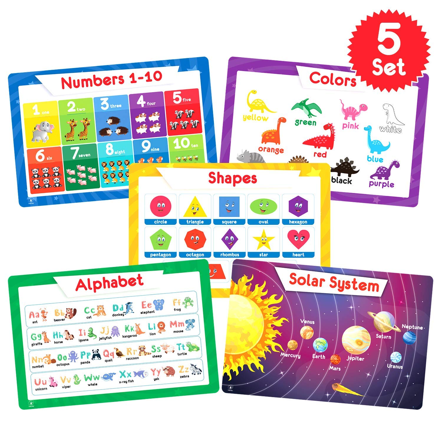 10 Kids Placemats: 2 Packs of 5 Simply Magic Placemats for Kids