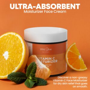 Vitamin C Face & Neck Moisturizer - Firming Eye Cream, Anti-Aging, Glowing Skin with Green Tea, Hyaluronic Acid, Vitamin E, Jojoba Oil 4oz