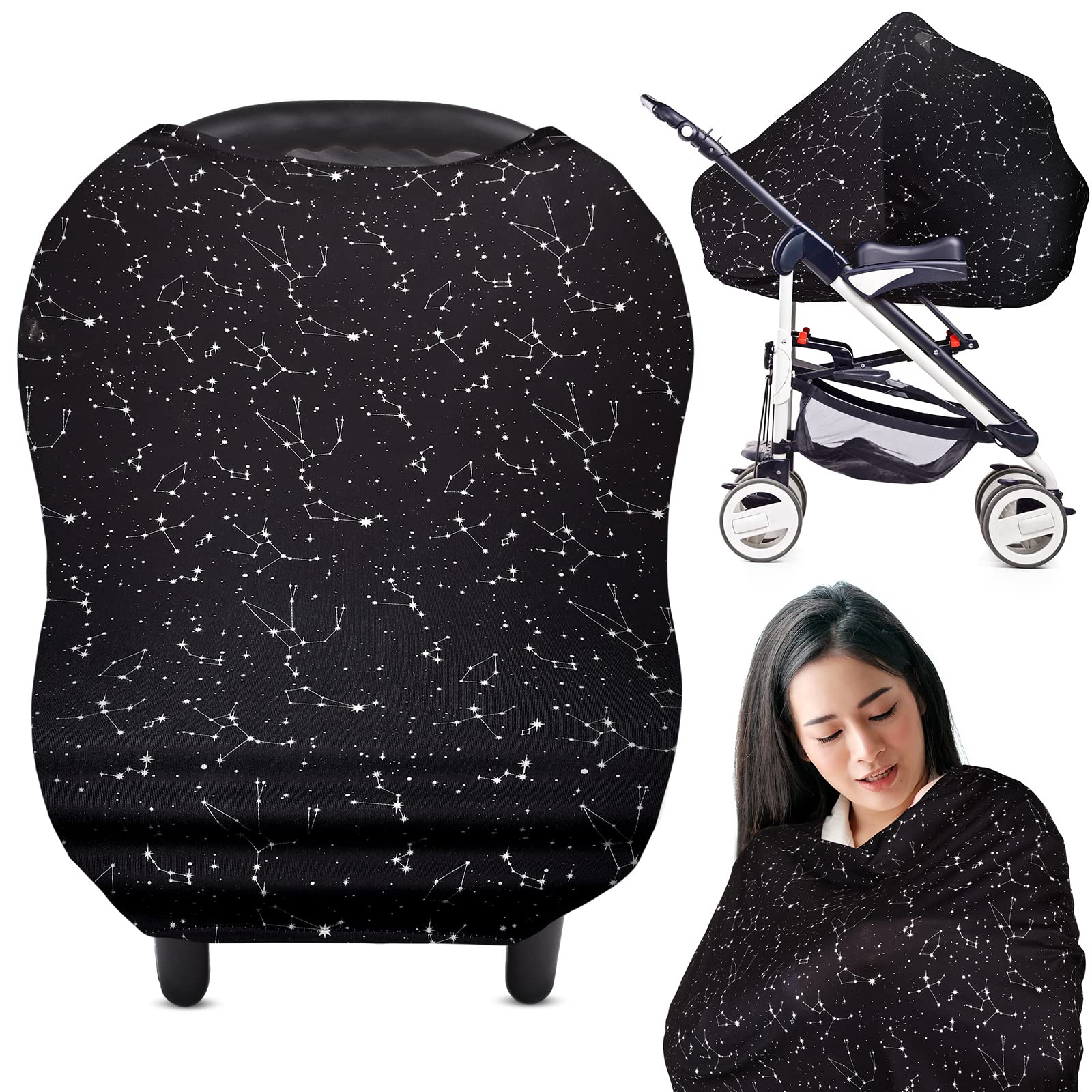 Baby Car Seat Cover Horoscope Baby Car Seat Canopy Stretchy Nursing Cover Carseat Canopy for Babies Breastfeeding and Car Seat Multi Use Shopping Cart Cover High Chair Cover