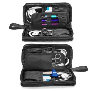 Damero Hard Stethoscope Case Holds 2 Stethoscopes, Stethoscope Carrying Case Compatible with 3M Littmann/ADC/Omron/MDF Stethoscope and Accessories, Black