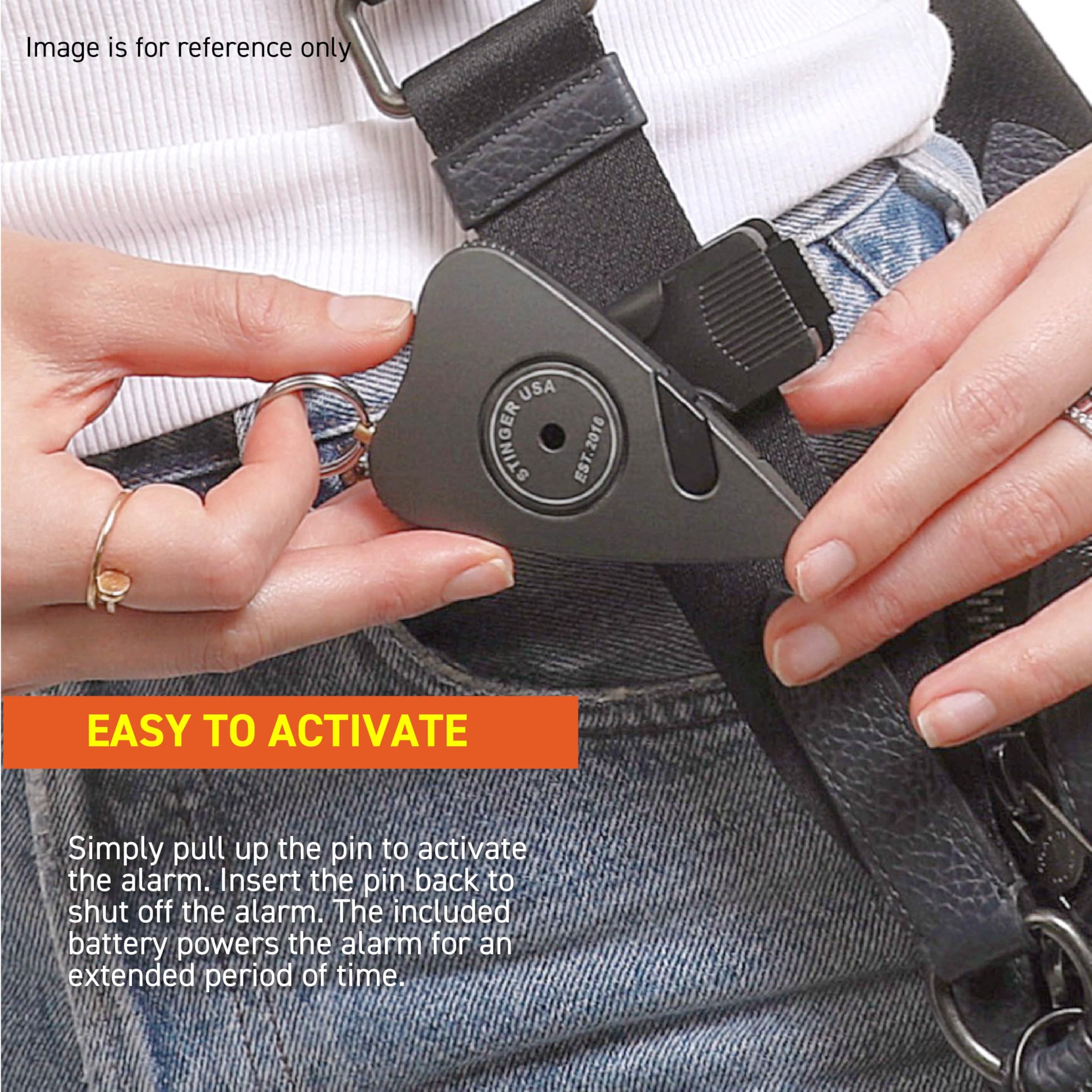 STINGER Stay Away Personal Safety Alarm Car Emergency Escape Tool, Safety Panic Alarm Siren, Glass Breaker, Seatbelt Cutter, Security Device for Women Men Kid (Black Stay-Away)