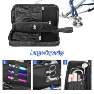 Damero Hard Stethoscope Case Holds 2 Stethoscopes, Stethoscope Carrying Case Compatible with 3M Littmann/ADC/Omron/MDF Stethoscope and Accessories, Black