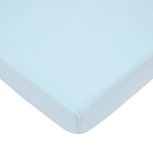 American Baby Company Fitted Mini Crib Sheet 24" x 38", Soft Breathable Neutral 100% Cotton Jersey Portable Sheet, Baby Blue, for Boys and Girls, Fits Most Pack N Play and Mini Crib Mattresses