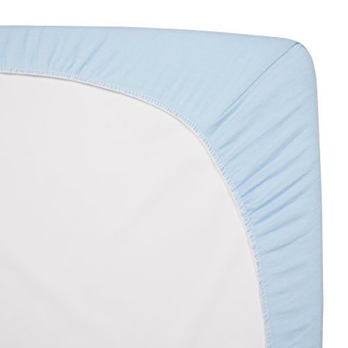 American Baby Company Fitted Mini Crib Sheet 24" x 38", Soft Breathable Neutral 100% Cotton Jersey Portable Sheet, Baby Blue, for Boys and Girls, Fits Most Pack N Play and Mini Crib Mattresses