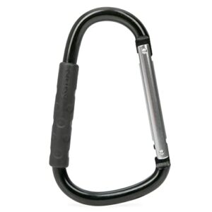 nuby large handy hook carabiner stroller clip with textured soft grip - black