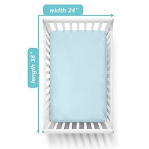 American Baby Company Fitted Mini Crib Sheet 24" x 38", Soft Breathable Neutral 100% Cotton Jersey Portable Sheet, Baby Blue, for Boys and Girls, Fits Most Pack N Play and Mini Crib Mattresses