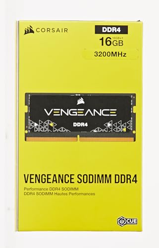 CORSAIR Vengeance SODIMM DDR4 RAM 16GB (1x16GB) 3200MHz CL22-22-22-53 1.2V Intel AMD Laptop Notebook Memory - Black (CMSX16GX4M1A3200C22)