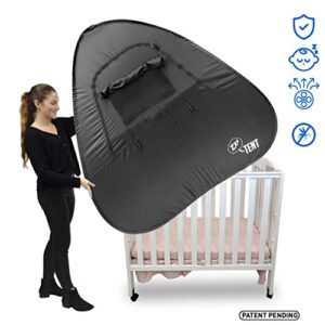 ZZZ Mini Crib Sleeping Canopy Cover Instant Tent – Great at Home and Travelling - Compatible with Dream On Me, Delta, Davinci & Graco Travel Crib & Others… Portable and Patented - Black