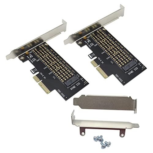 2x M.2 NGFF M-Key to Desktop PCIe x4 NVMe SSD Adapter Card 2242 2280 with Brackets