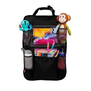 nuby ultimate backseat car organizer and storage - pockets, tablet holder, toy clips and removable zipper pouch - car accessories for kids