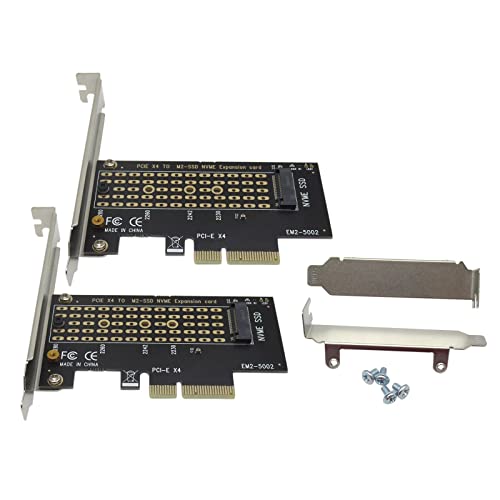 2x M.2 NGFF M-Key to Desktop PCIe x4 NVMe SSD Adapter Card 2242 2280 with Brackets