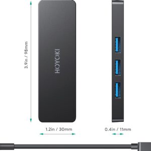 4 Port USB Hub 3.0, HOYOKI USB Splitter for Laptop,Ultra Slim Data USB Hub with 3.3ft Extended Cable, USB Hub Compatible with MacOS/Windows Laptop, PC, PS4, Flash Drive, Mouse, Keyboard, Printer, HDD