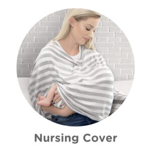 Nuby 5 in 1 Nursing Cover: Multipurpose Soft and Stretchy Cover for Mom and Baby: Colors May Vary, 26’’ x 27’’ / 66.04 cm x 68.58cm