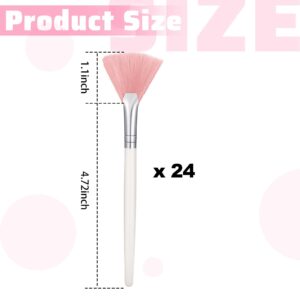 24 Pieces Fan Brush Facial Mask Brush Soft Fan Face Makeup Brush Acid Applicator Esthetician Brush Cosmetic Tools for Mud Clay Mask, Makeup Peel (Pink)