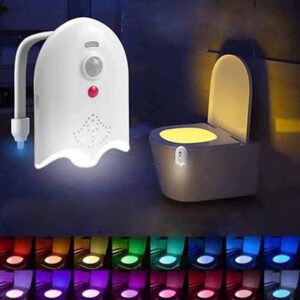 snomyrs toilet night light with motion sensor 16 color changing led nightlights fun bathroom lighting add on toilet bowl seat for men dad kids toddlers