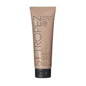 st.tropez instant glow face & body bronzer makeup, medium/ dark shade, smudge-proof body makeup, vegan, natural & cruelty free, 3.4 fl oz