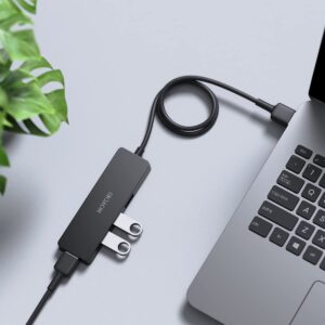 4 Port USB Hub 3.0, HOYOKI USB Splitter for Laptop,Ultra Slim Data USB Hub with 3.3ft Extended Cable, USB Hub Compatible with MacOS/Windows Laptop, PC, PS4, Flash Drive, Mouse, Keyboard, Printer, HDD