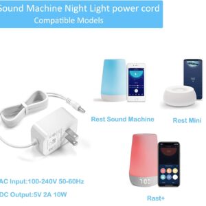 VHBW 5V for Baby Adapter Power Cord for Baby Rest, Rest+ and Rest Mini Sound Machine Night Light Barrel Style Charger Replacemen