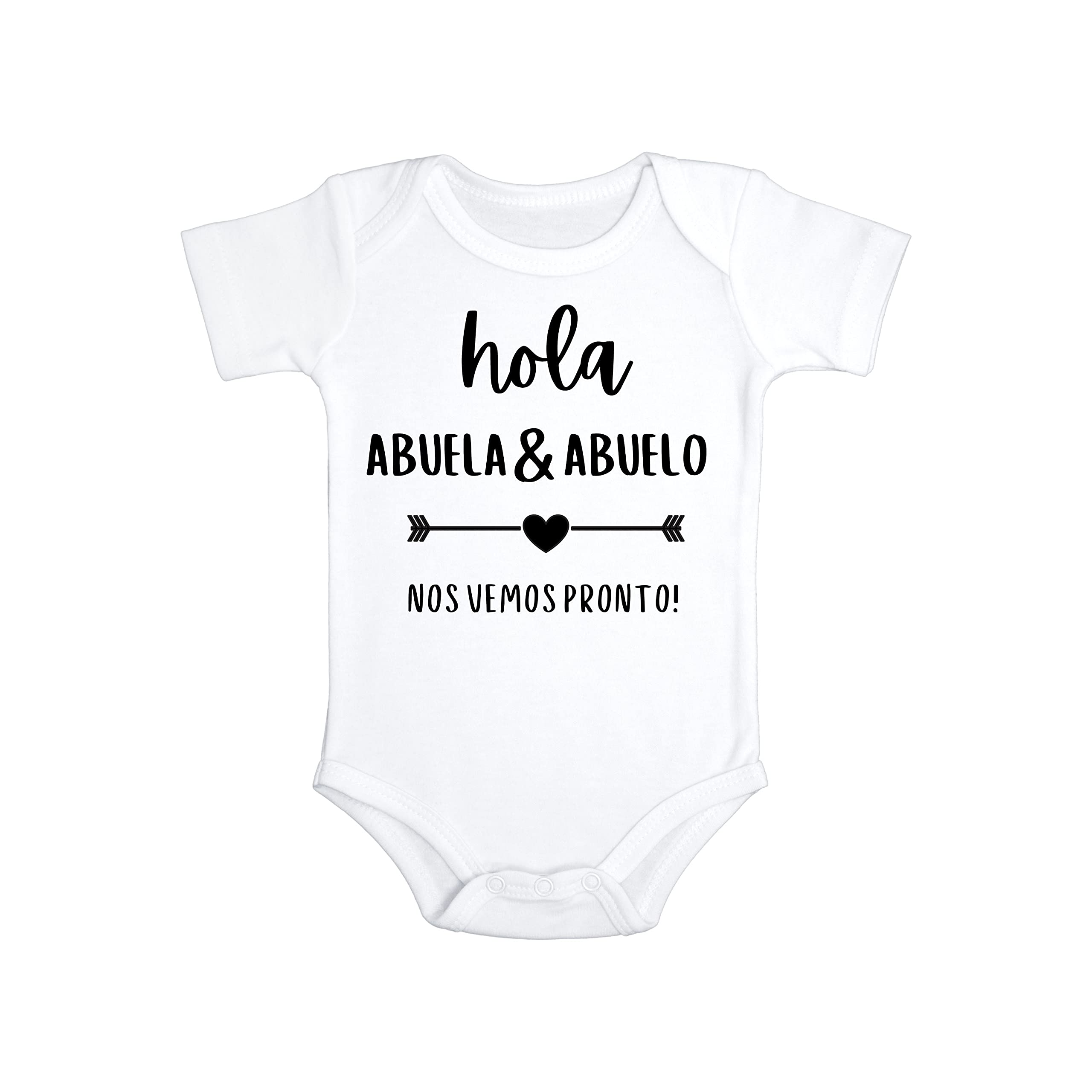 Generic Hola Abuela & Abuelo Nos Vemos Pronto Baby Bodysuit | Pregnancy Announcement Jumpsuit New to the Family (Size 0-3 Months), White