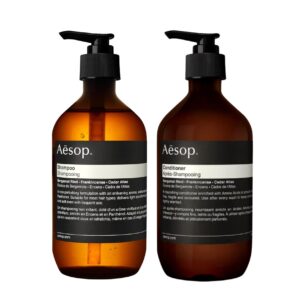 aesop shampoo and conditioner set - earthy | cleanser for all hair types and scalp | soft, shiny, fragrant hair | paraben, cruelty-free & vegan | 16.9 oz